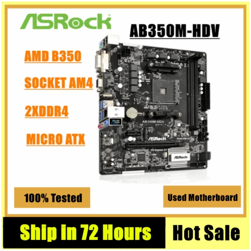 B350m Motherboard Asrock Ab350m-hdv Motherboard Am4 Ddr4 64gb For Amd ...
