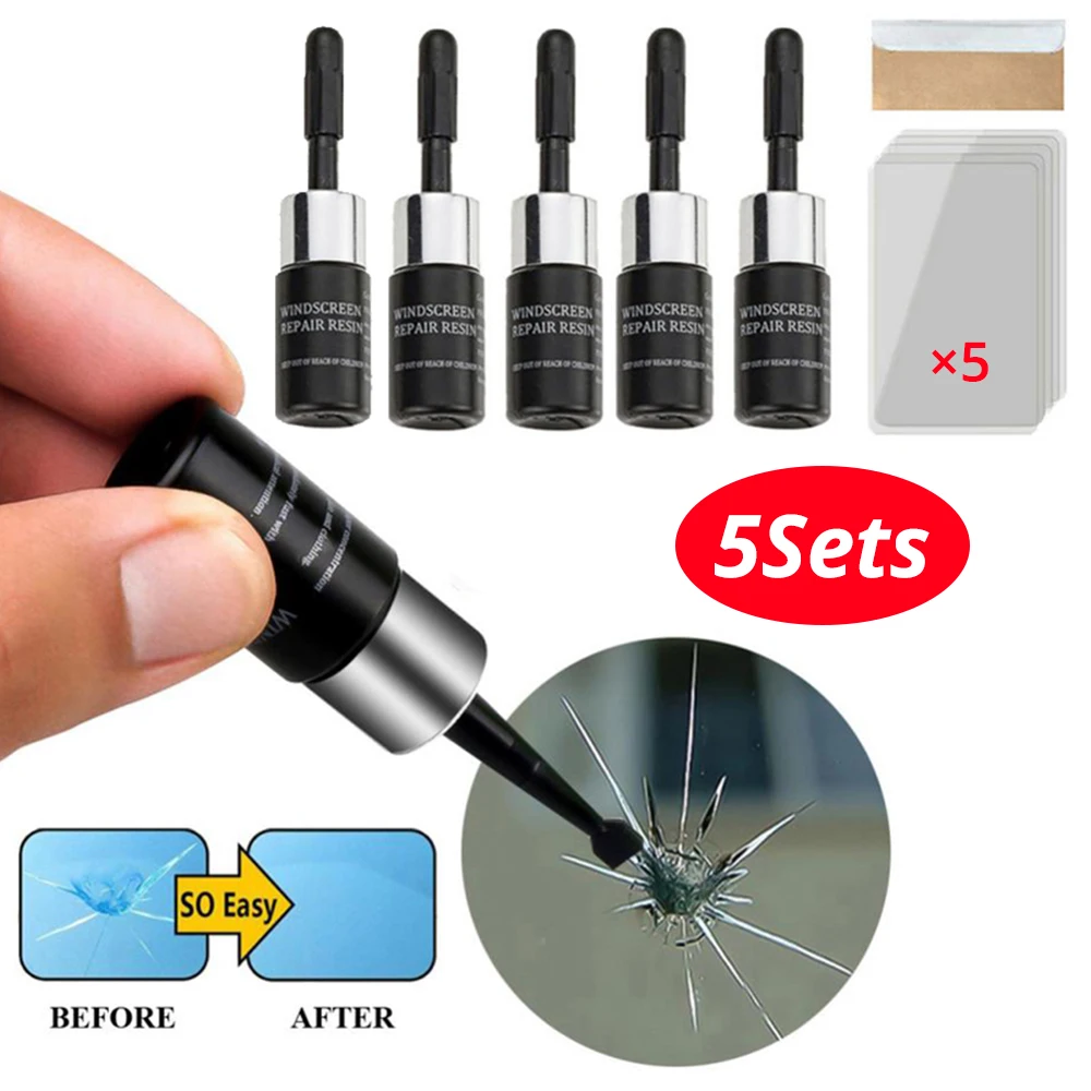 5Pcs-Auto-Windshield-Repair-Tool-Reducing-Agent-Glue-Window-Resin-Three ...