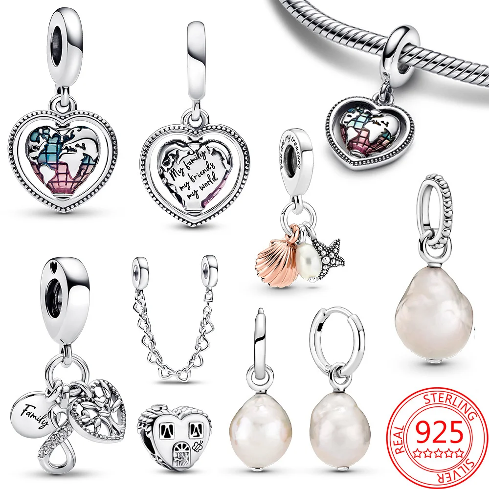 925 스털링 실버 러브 맵 참 펜던트, 민물 진주 핏, 오리지널 판도라 팔찌, 여성 쥬얼리 DIY, 가을 2022 신상| | - AliExpress