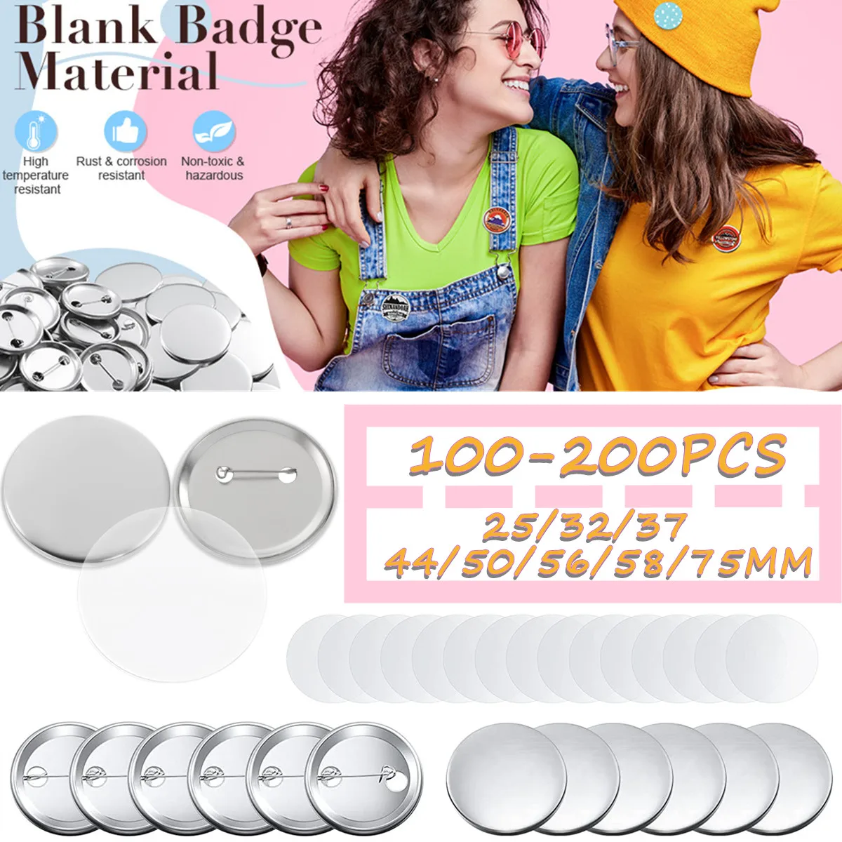 100-200PCs-Sets-Metal-Badge-Pin-Button-Maker-Parts-Art-Crafts-Making ...