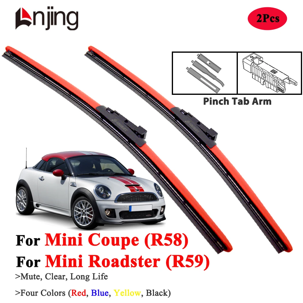 LNJING Red Windshield Wiper Blades For Mini Coupe Roadster R58 R59 2010 ...