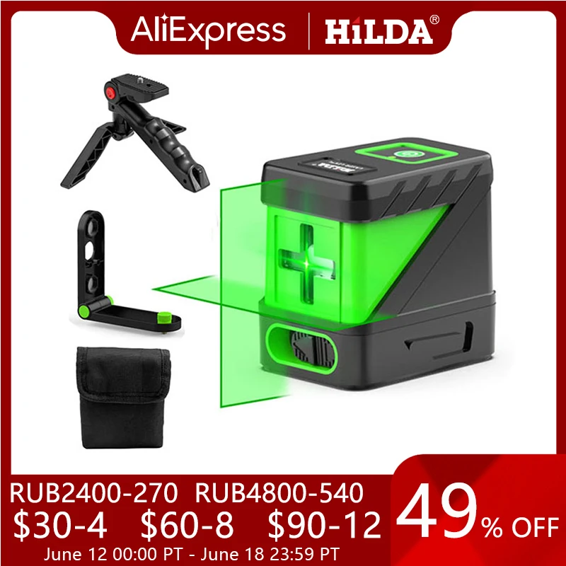 2 Lijnen Laser Level Zelfnivellerende Groene Balken Laser Horizontale ...