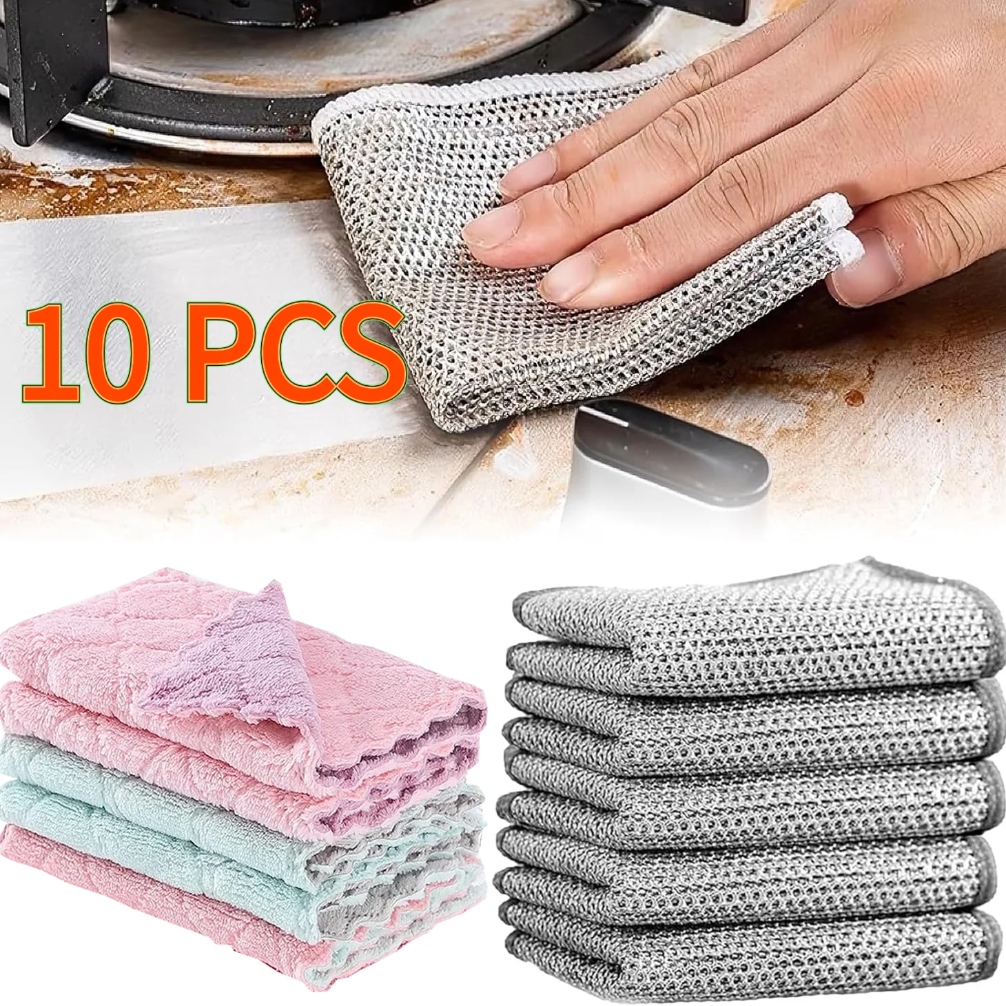 10PCS Set Non-Scratch Steel Wool Dishcloth Multi Purpose Wire ...
