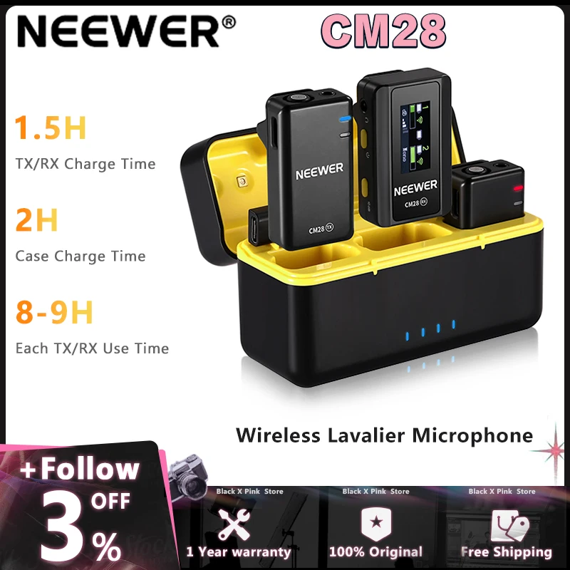 NEEWER-CM28-Wireless-Lavalier-Microphone-with-Charging-Case-1-Click ...