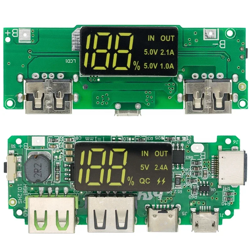 LED-Dual-USB-5V-2-4A-Micro-Type-C-USB-Mobile-Power-Bank-18650-Charging ...