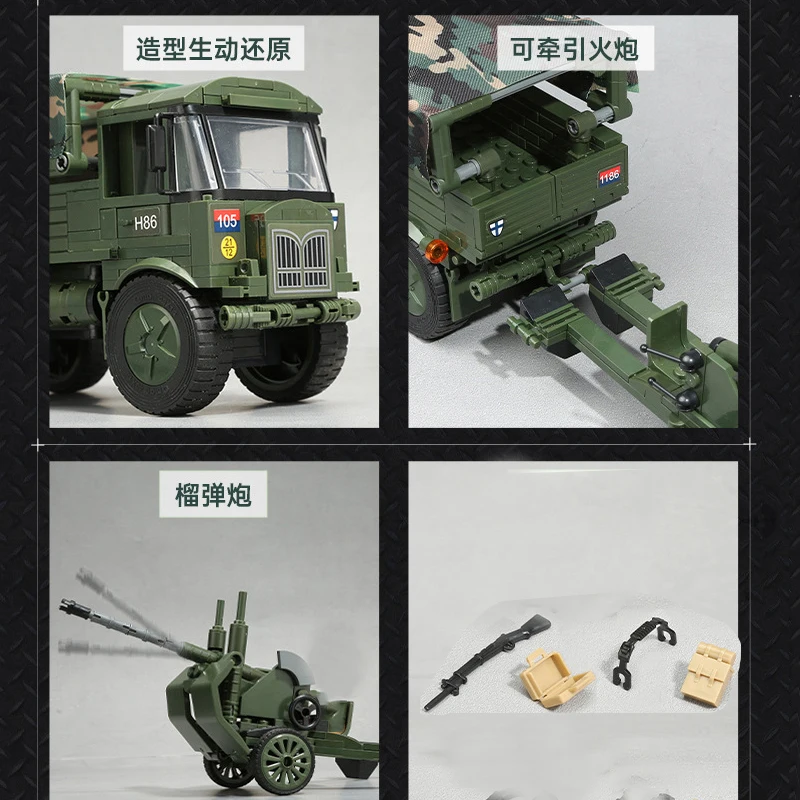 World War II Military Model Series British Tractor Transporter Soldier ...