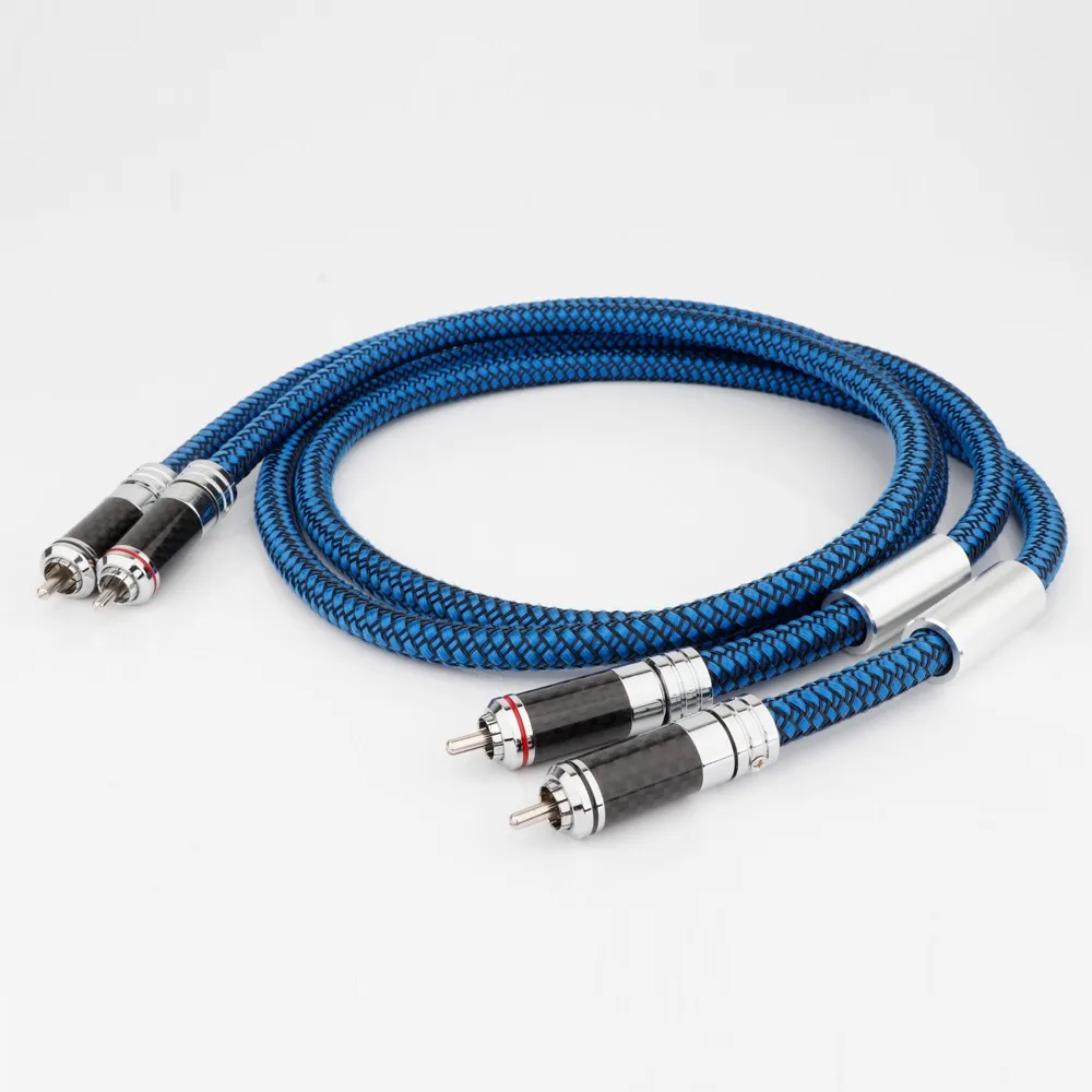 Pair-6N-Silver-Plated-RCA-Audio-Cable-With-Carbon-Fiber-2-RCA-to-2RCA ...