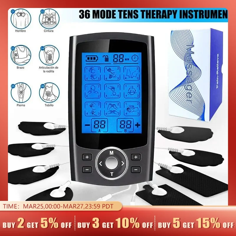 Tens-Muscle-Stimulator-36-Mode-Electric-EMS-Body-Massage-Digital ...