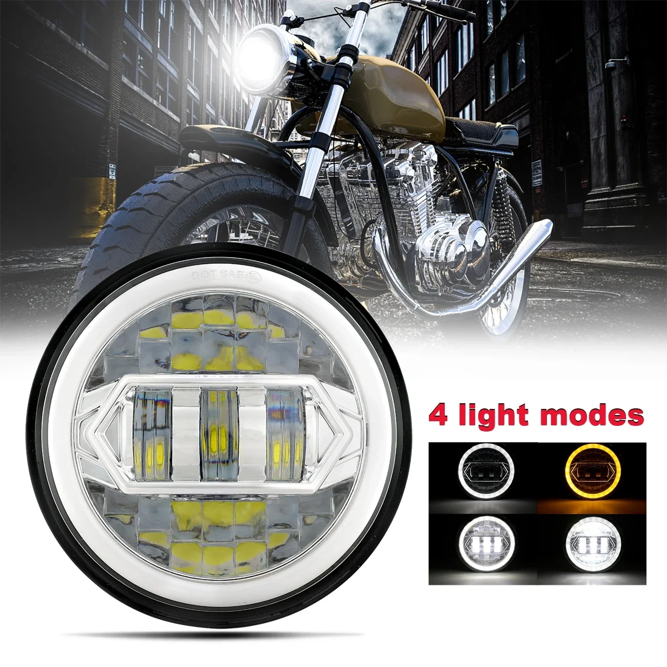 Old School Sealed Beam 7-Inch Amber Halogen Headlight For Vintage ...