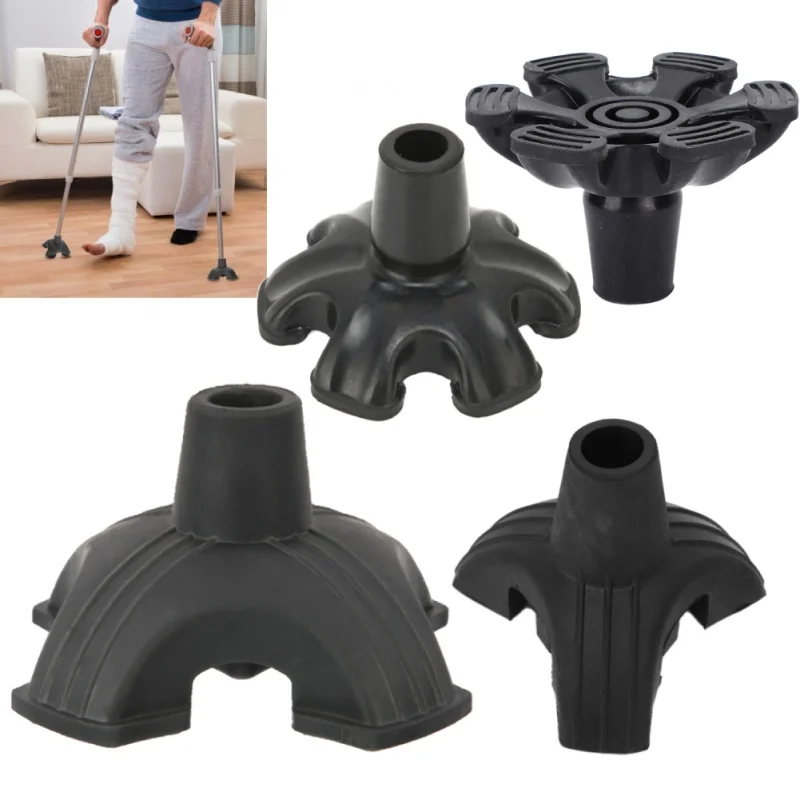 1-PC-Cane-Tip-Self-Standing-Rubber-Four-Base-Support-Anti-Skid-Walking ...