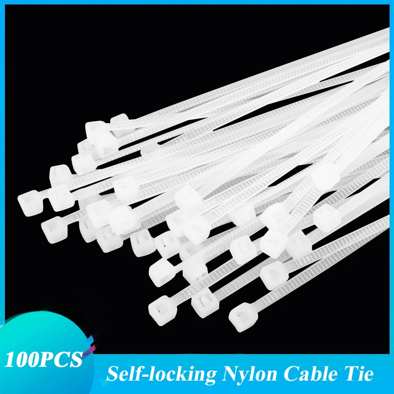 100pcs-bag-cable-tie-Self-locking-plastic-nylon-tie-White-Organiser ...