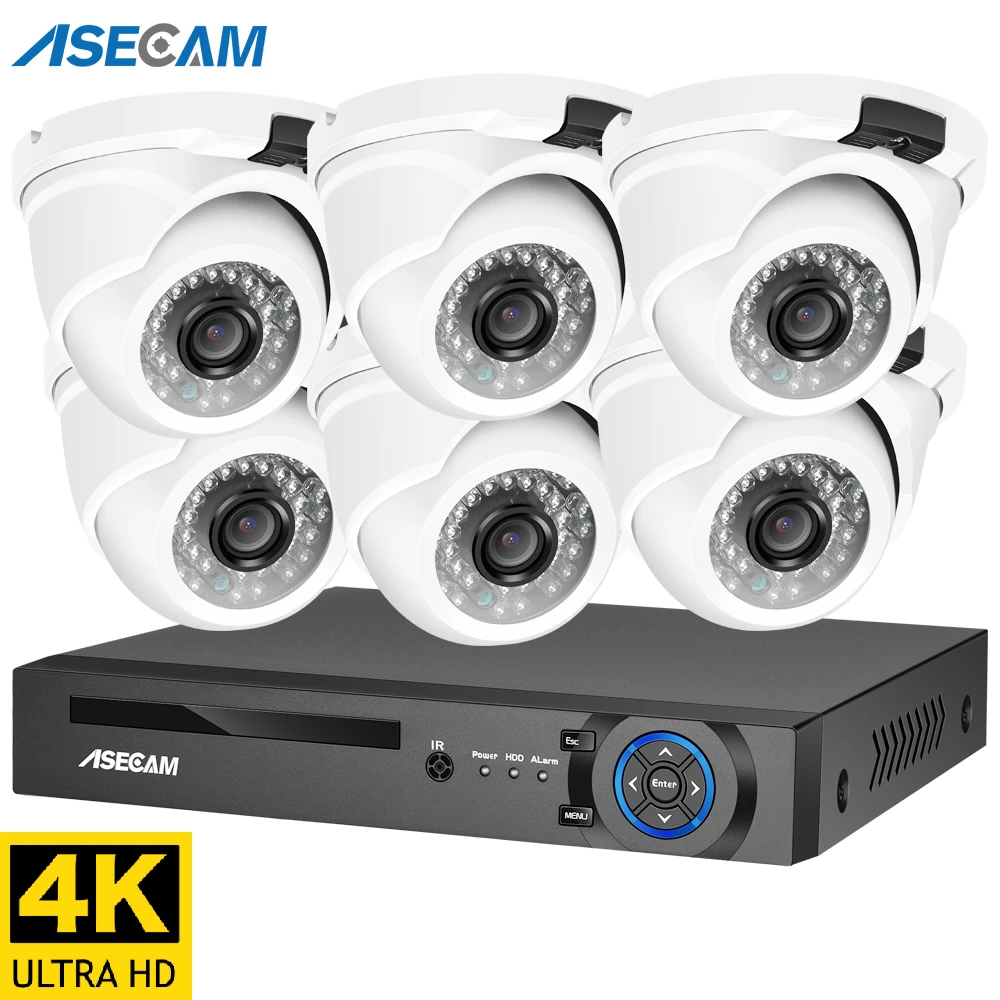 8MP 4K Security Camera System h.265 POE NVR Kit CCTV Outdoor Metal ...