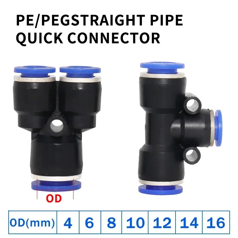 PE-PEG-Pneumatic-Connector-Quick-Connect-Tee-Reducer-T-shaped-Plastic ...