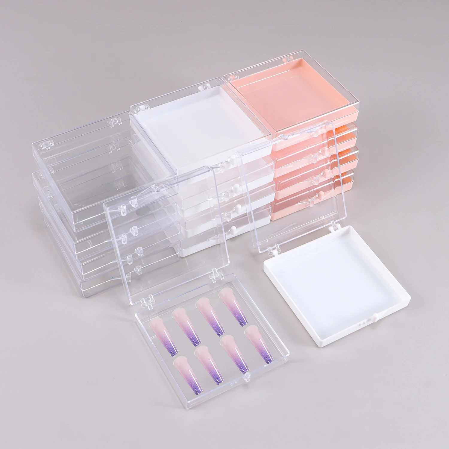 Pink-White-Nail-Tips-Display-Boxes-Finished-Fake-Nail-Art-Display-Stand ...