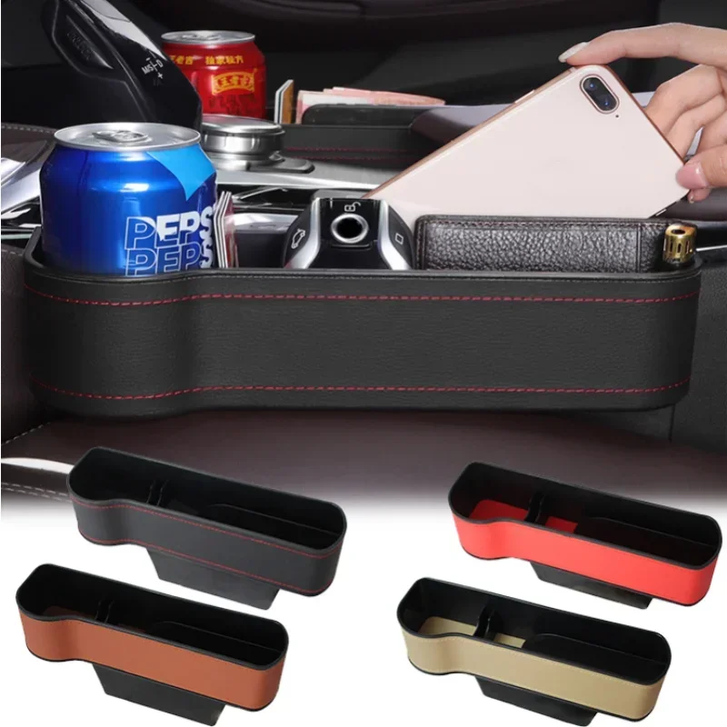 Leather Car Seat Storage Box Cup Holder Multifunctional ABS Auto Seat ...