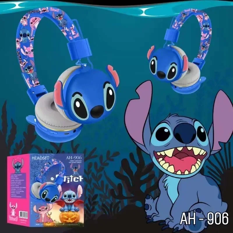 New-Disney-Stitch-Bluetooth-Headphones-AH-906-Wireless-Earbuds-HIFI ...