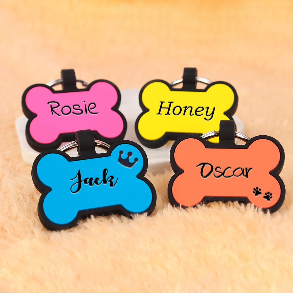 1Pc-Personalized-Pet-Name-Tags-Soundless-Custom-Bone-Silicone-Free ...