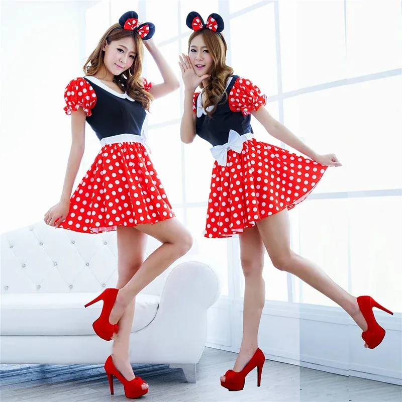 Anime Cosplay Minnie Mouse Dress Costume Women Mickey Minnie Summer ...