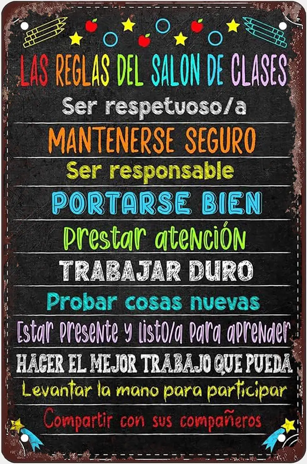 Spanish Tin Sign Posters For Classrooms Decor Motivational Spanish ...