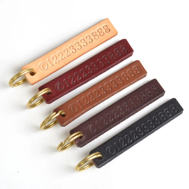 Genuine Leather Customized Lost Keys Keychain Phone Mobile Number ...