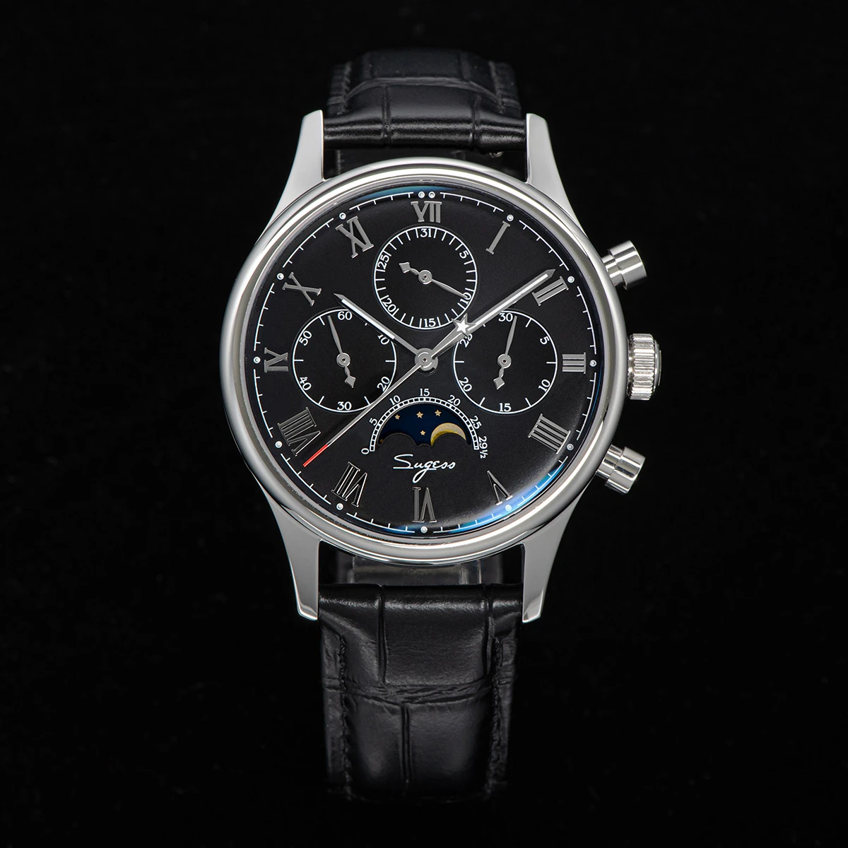 Chronograph Watch Seagull | Sugess Moonphase Watch | Chronograph Watch ...