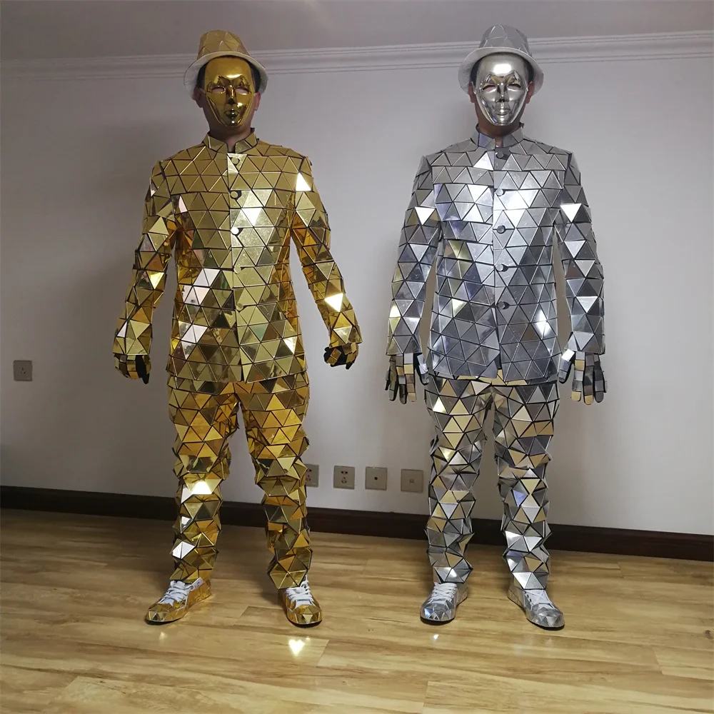 Trajes-de-espejo-dorado-y-plateado-para-hombre-traje-de-Robot-chaqueta ...
