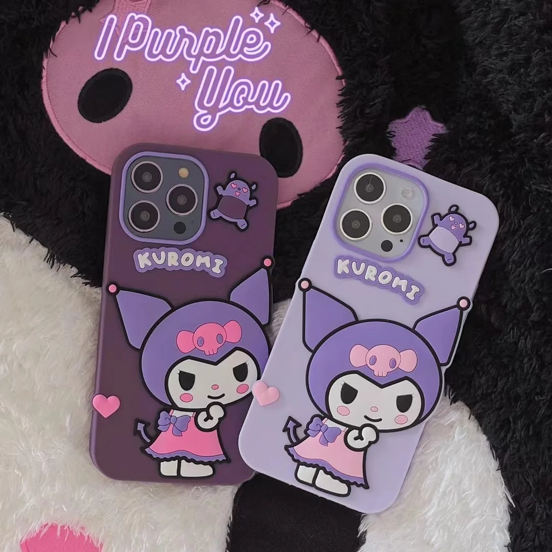 Sanrio Kuromi Light Purple Dark Purple Phone Cases For Iphone 14 13 12 ...