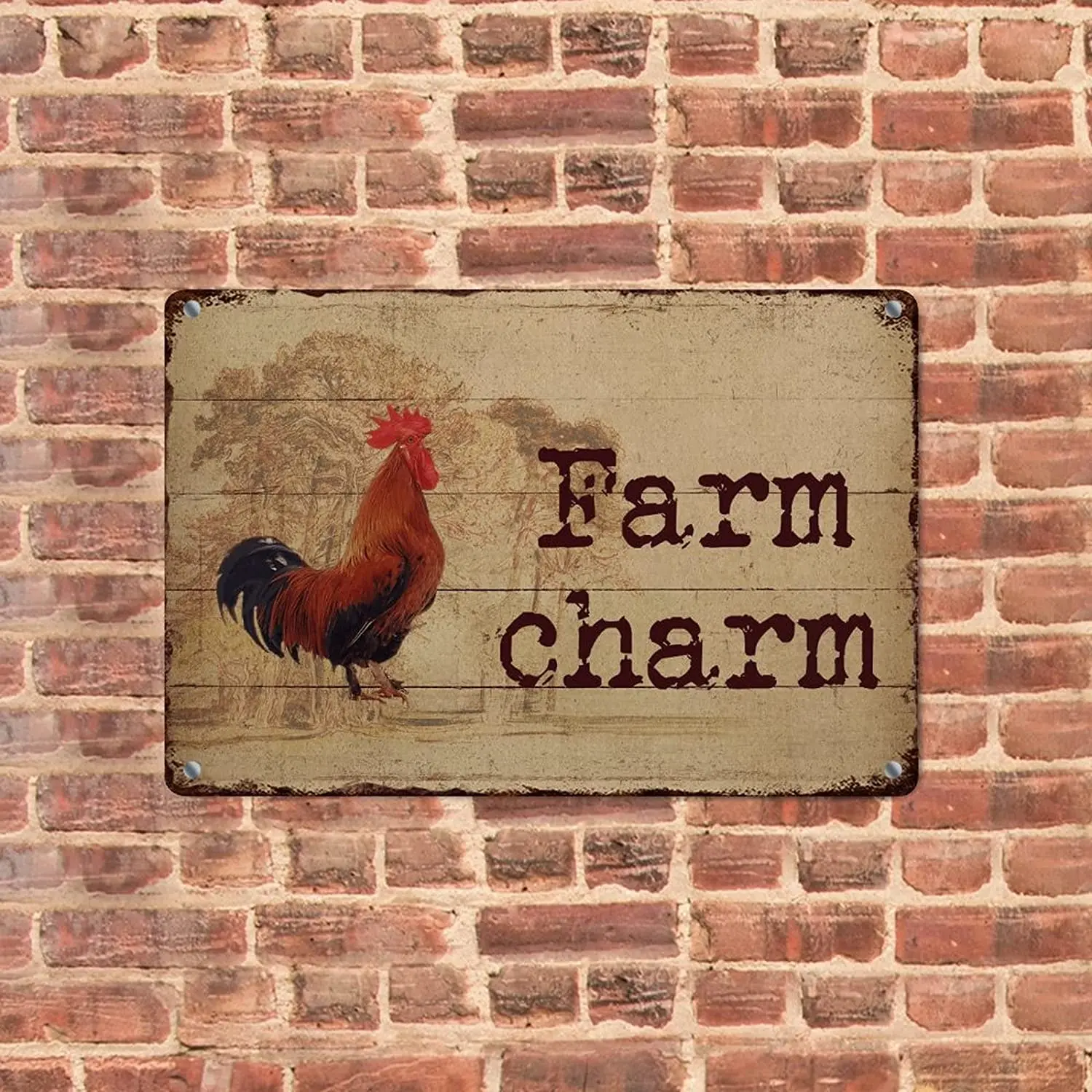 Vintage-Farmhouse-Chicken-Distressed-Metal-Tin-Sign-Farm-Charm-Painting ...