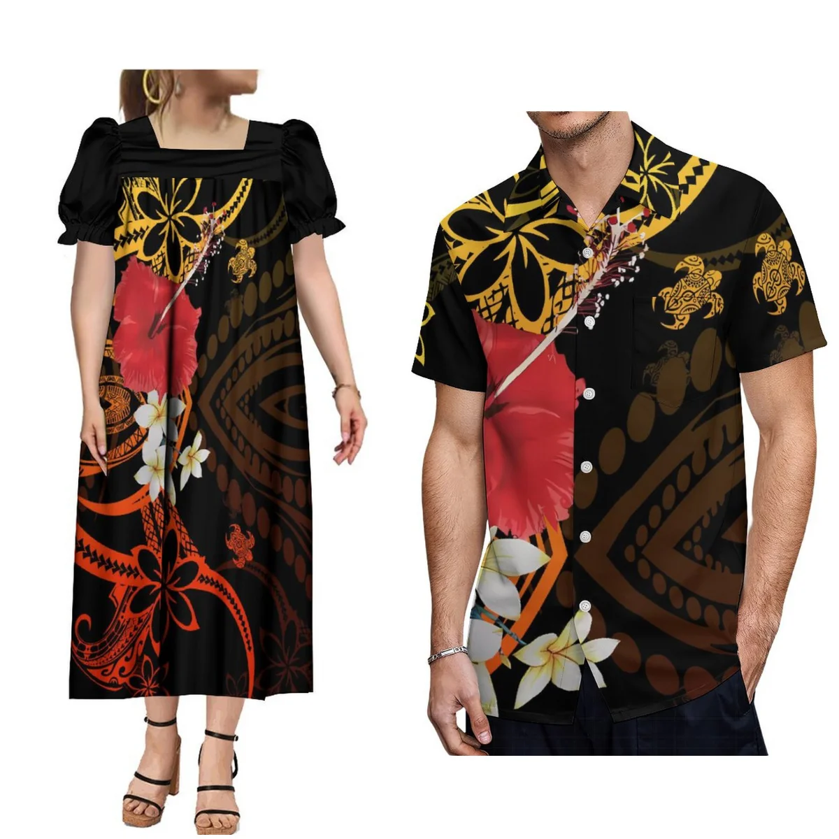 Hot-Selling-Custom-Micronesian-Mumu-Dress-Matching-Hawaiian-Men-S-Shirt-Fashion-Fluffy-Dress ...