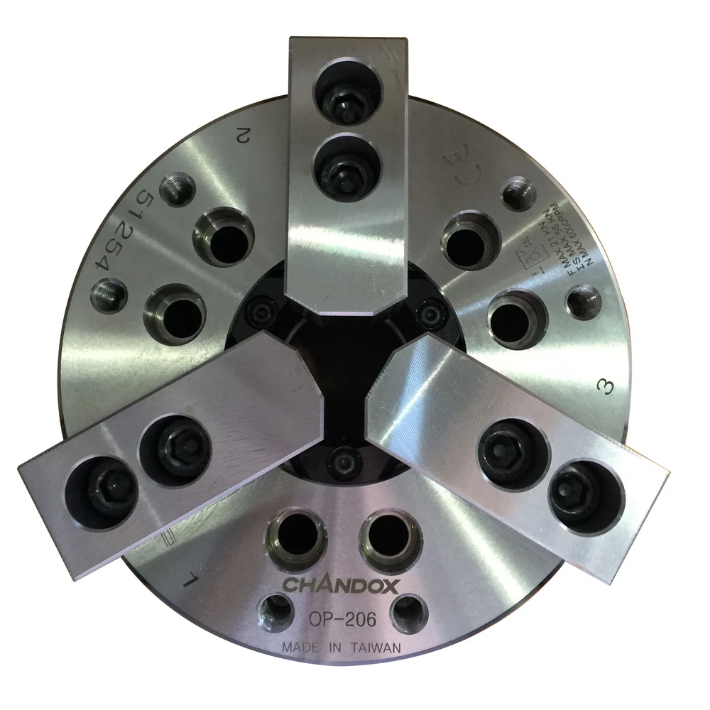 Chandox hydraulic chuck solid 3 jaw chuck oil pressure chuck op-206 cnc ...
