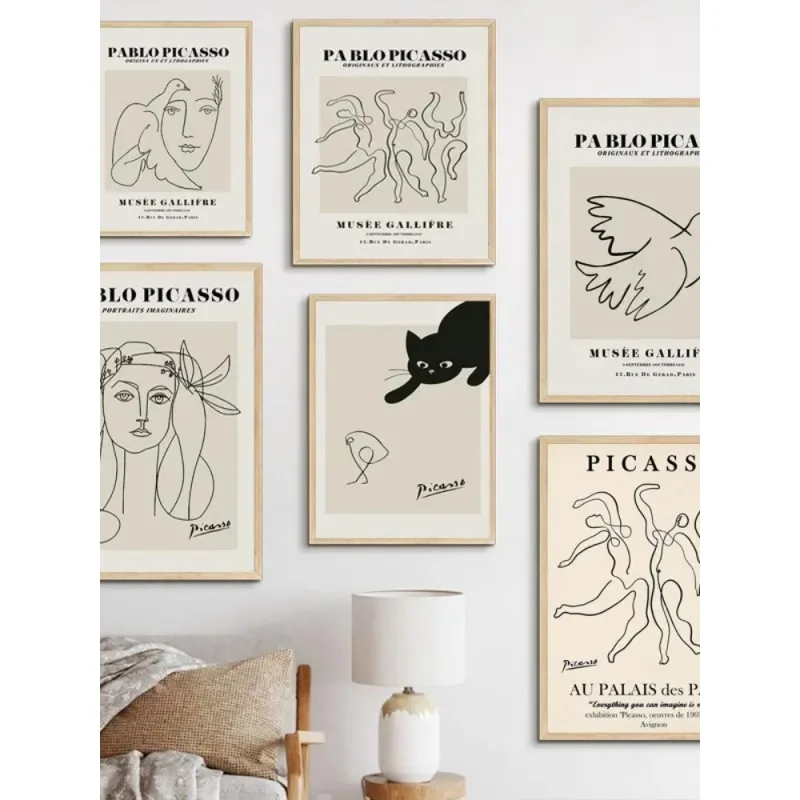 Modern-Abstract-Aesthetics-Wall-Art-Pablo-Picasso-Exhibition-Black-And ...