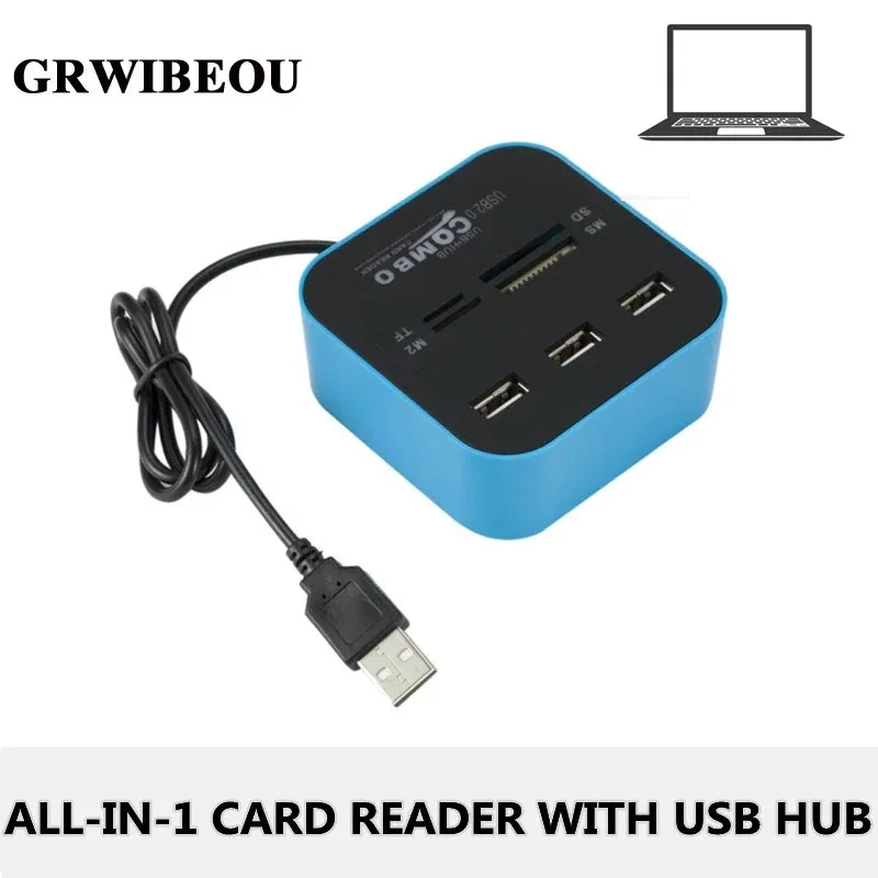 GRWIBEOU USB 2.0 Hub Combo 3 Ports USB Micro Card Reader SD/TF USB ...