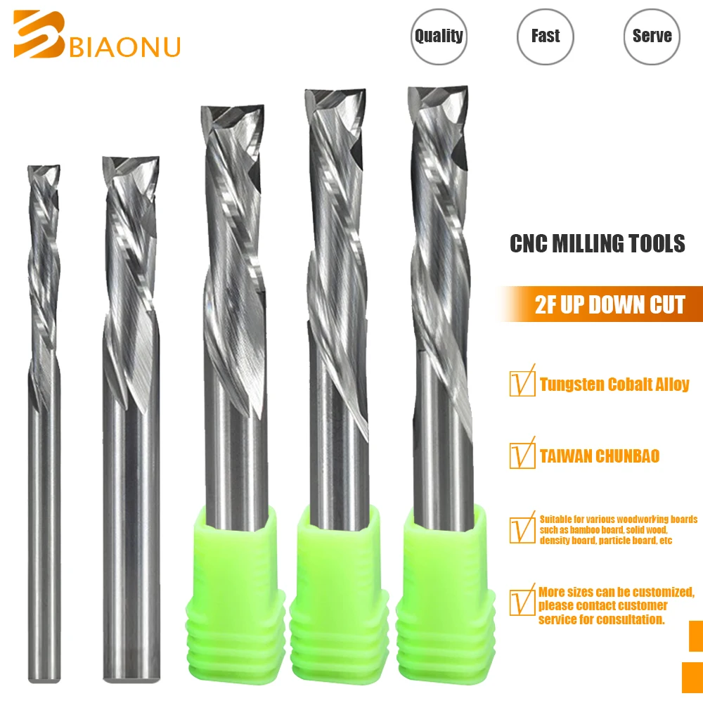 Biaonu-1Pc-Carbide-Two-Flutes-Spiral-Milling-Tools-3-175-4-5-6-8mm ...