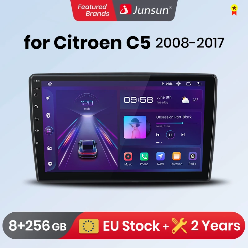 Junsun V1 Plus autoradio For Citroen C5 2008 - 2017 sans fil CarPlay Android Auto systèmes ...