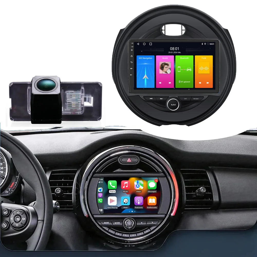 Android car radio Carpaly GPS Navigation+HD reverse camera for BMW Mini ...