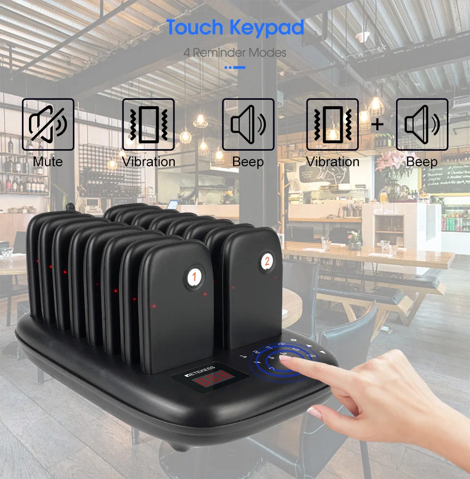 Retekess TD175 Restaurant Pager Calling System 16 Coasters Buzzer ...