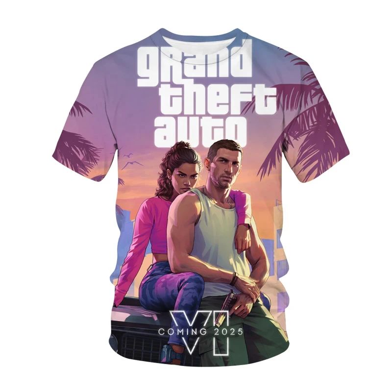GTA 6 Game 3D Printed T Shirt For Men Clothes New Games Grand Theft ...