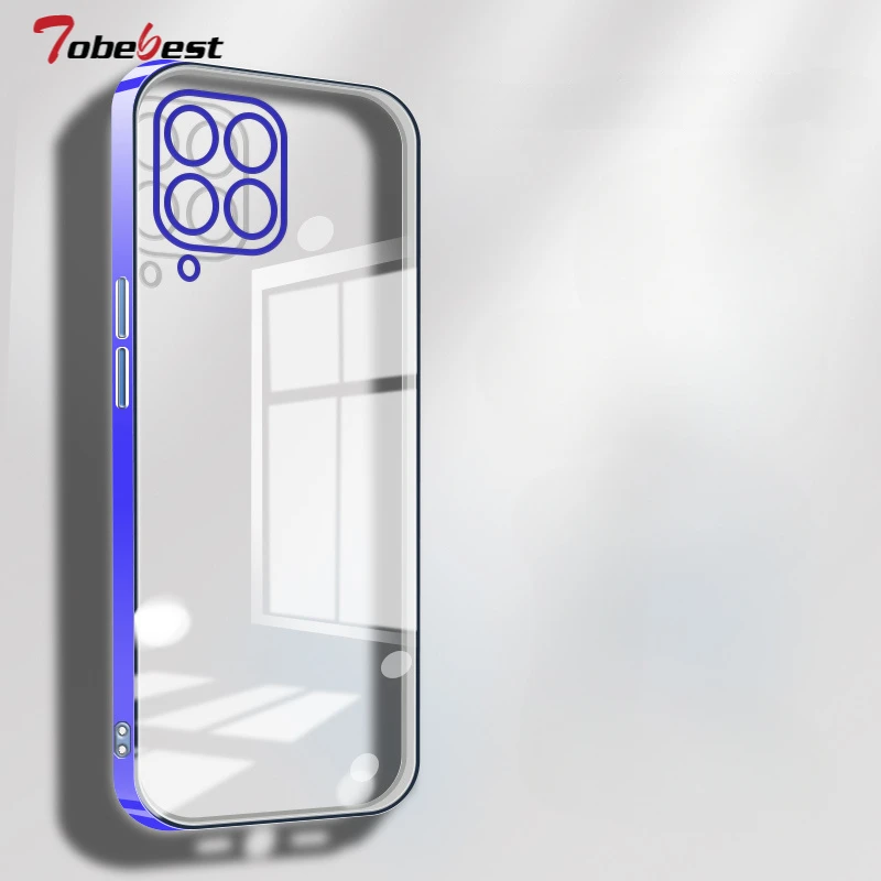 Clear Transparent Plating Silicone Case For Samsung Galaxy M54 M53 M51 ...
