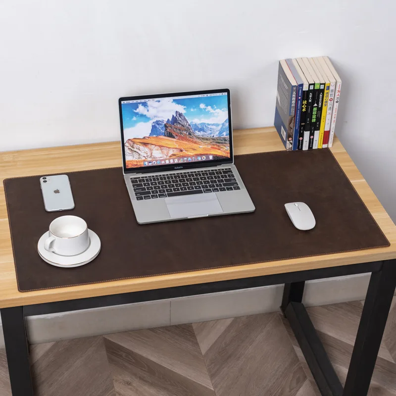 Large Big Size Brown Genuine Crazy Horse Leather Gaming Mouse Pad ...