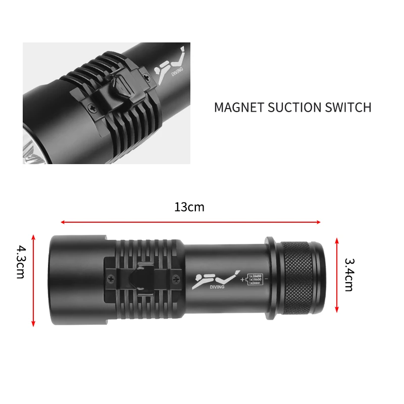 Scuba Diving Flashlight 10000 Lumen Dive Flashlight - IPX8 Waterproof ...
