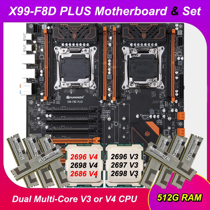HUANANZHI-X99-F8D-PLUS-Motherboard-Set-Dual-CPU-2696-V4-22-Cores-2696 ...