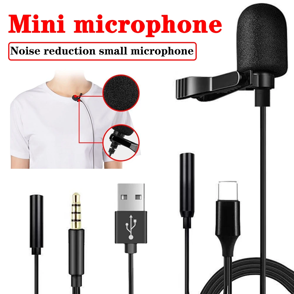USB-Mini-Microphone-Lapel-Clip-For-Phone-PC-Laptop-1-5m-Wired-Condenser ...