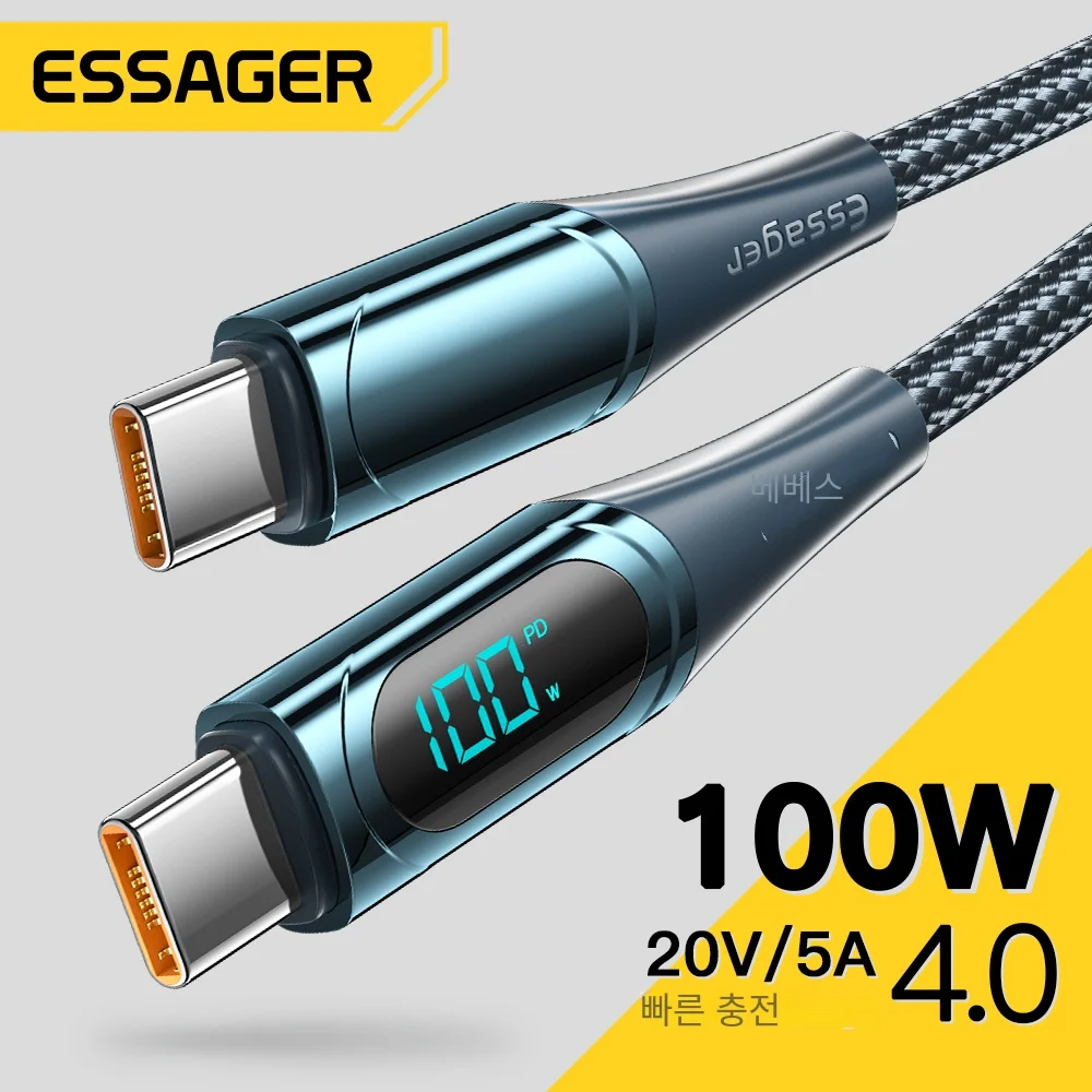Essager USB To C 타입 케이블 2M, C To C 100W/5A PD 고속 충전 충전기, 맥북 샤오미 삼성 Type C USBC 케이블| | - AliExpress