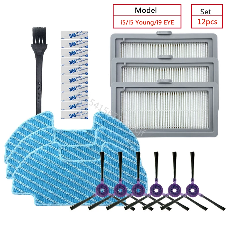 Untuk-Midea-I5-I5-Young-I9-EYE-Hepa-Filter-Roll-Side-Brush-Cover-Mop ...