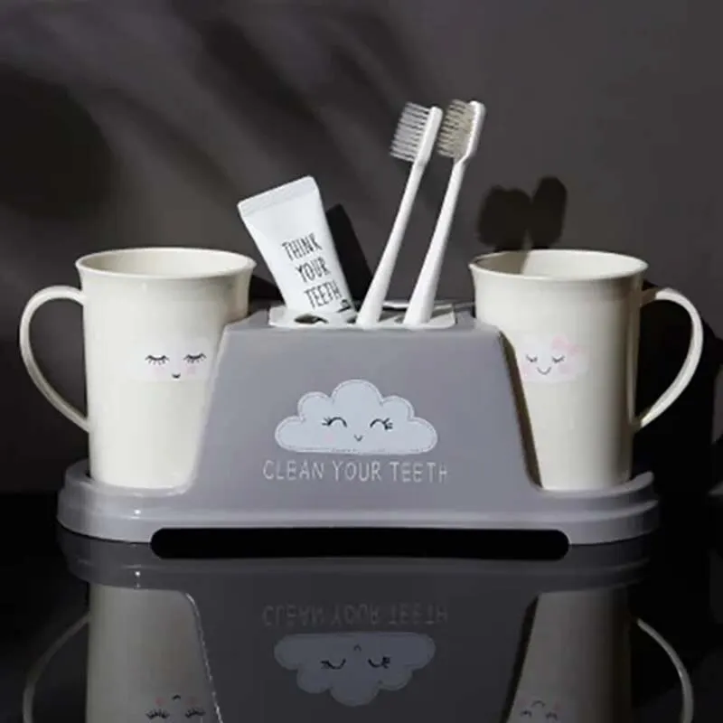 Simple-Clouds-Couple-Mouthwash-Cup-Set-Toothbrush-Cup-Bathroom-Plastic ...