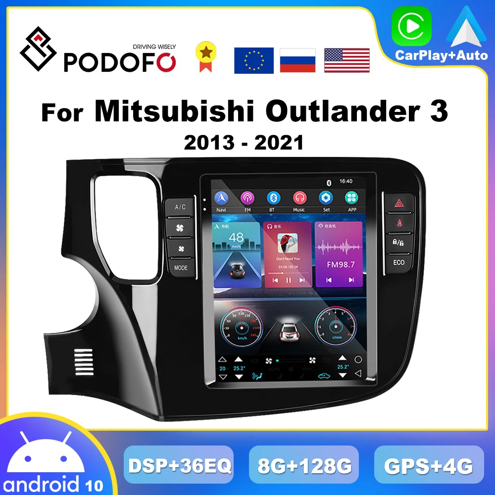 Podofo 2din CarPlay Android Car Radio For Mitsubishi Outlander xl 3 ...