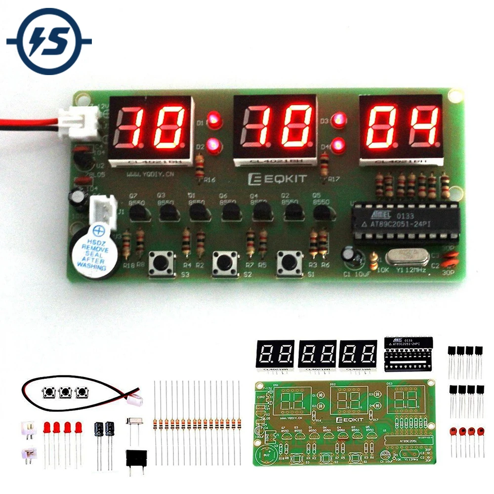 C51 6-digital Clock Diy Soldering Kit Electronice Clock Kit Great ...