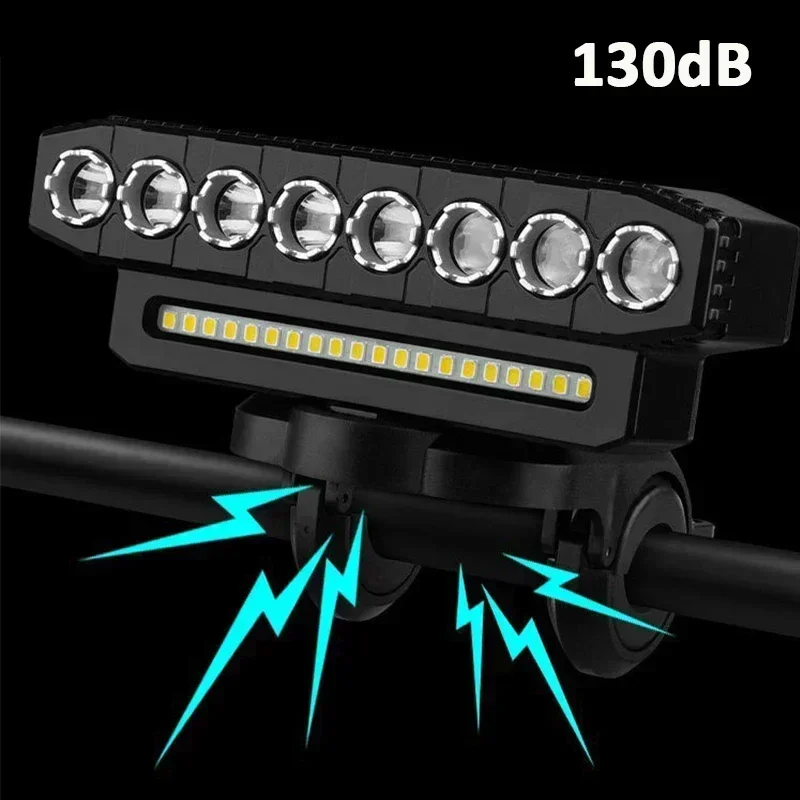 Bicycle Light 8LED USB Rechargeable Front Lamp Type-C MTB Mountain Bike ...