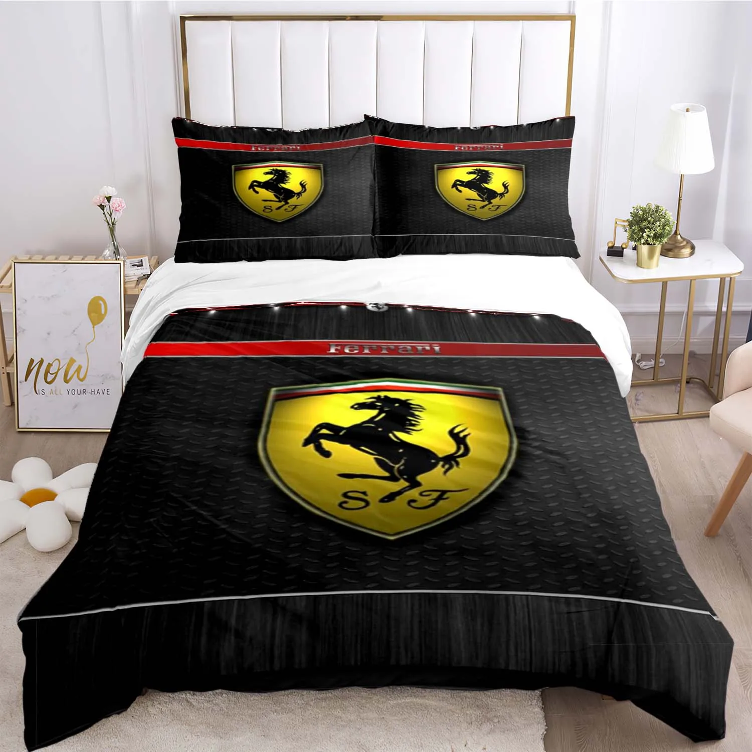 F Ferrari 3D Print Cotton Duvet Cover with Pillowcases Interesting ...