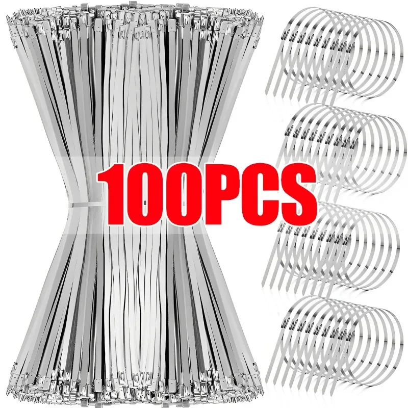 20-100Pcs Stainless Steel Cable Ties Exhaust Wraps Coated Locking Heavy ...